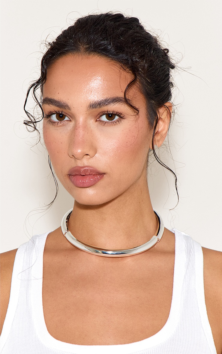 Silver Smooth Twisted Metal Statement Necklace | Accessories ...