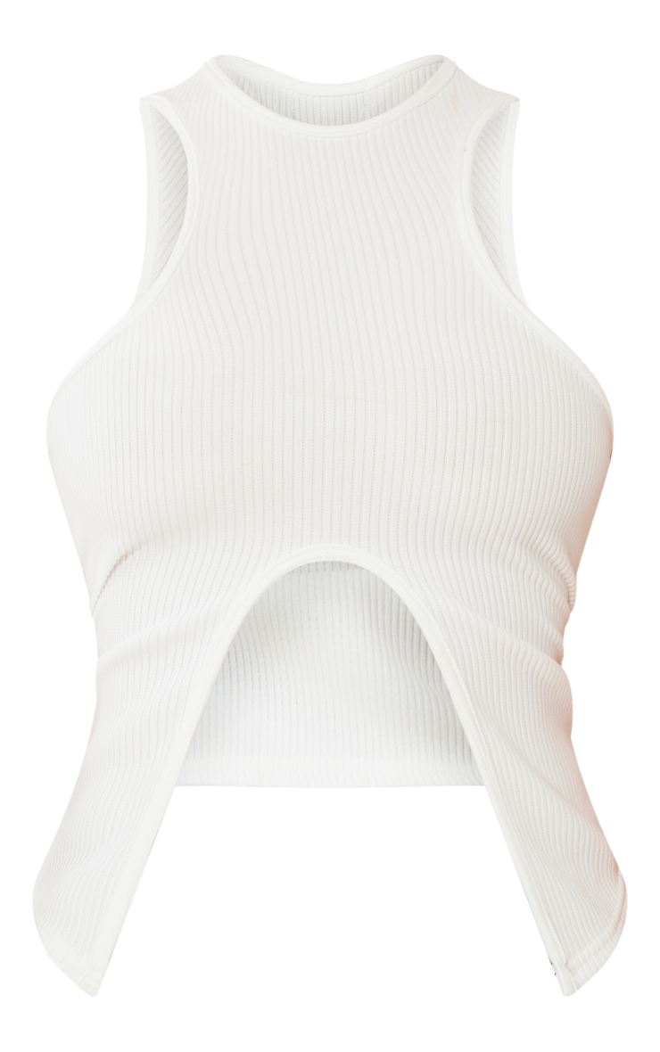 White Rib Racer U Cutout Top | Tops | PrettyLittleThing UAE