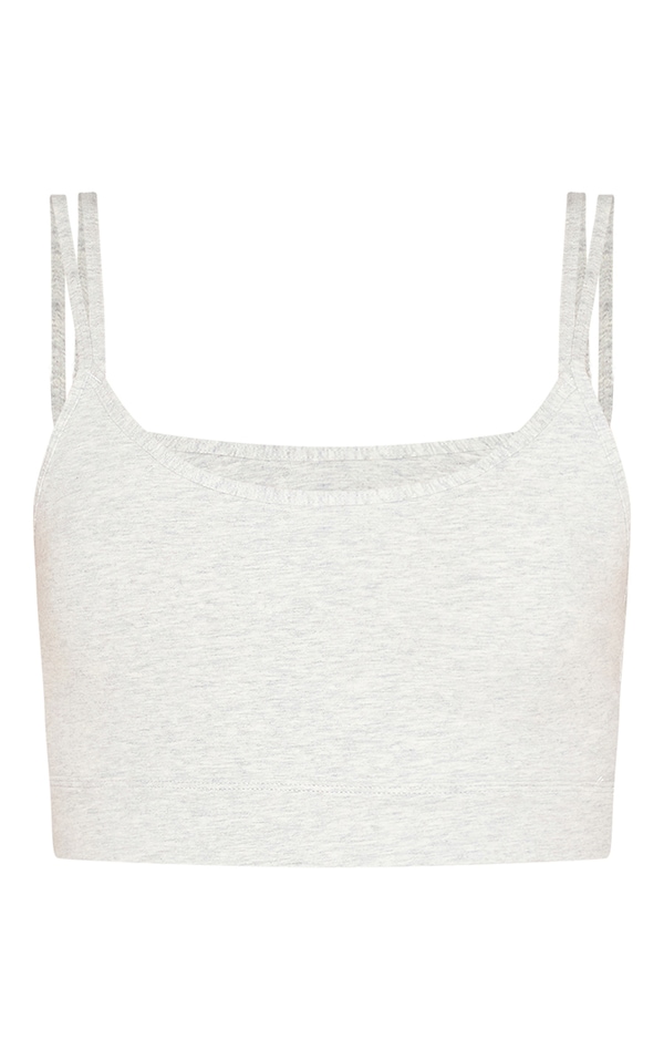 Ash Grey Sculpt Longline Padded Sports Bra | Athleisure | PrettyLittleThing