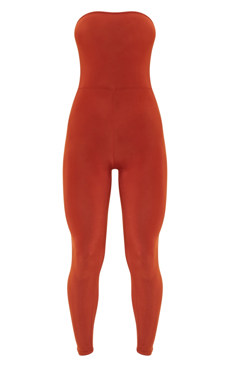 Rust Slinky Bandeau Jumpsuit | Jumpsuits & Playsuits | PrettyLittleThing KSA