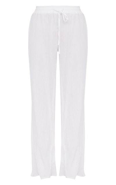 White Textured Cheesecloth Wide Leg Pants | Co-ords | PrettyLittleThing USA
