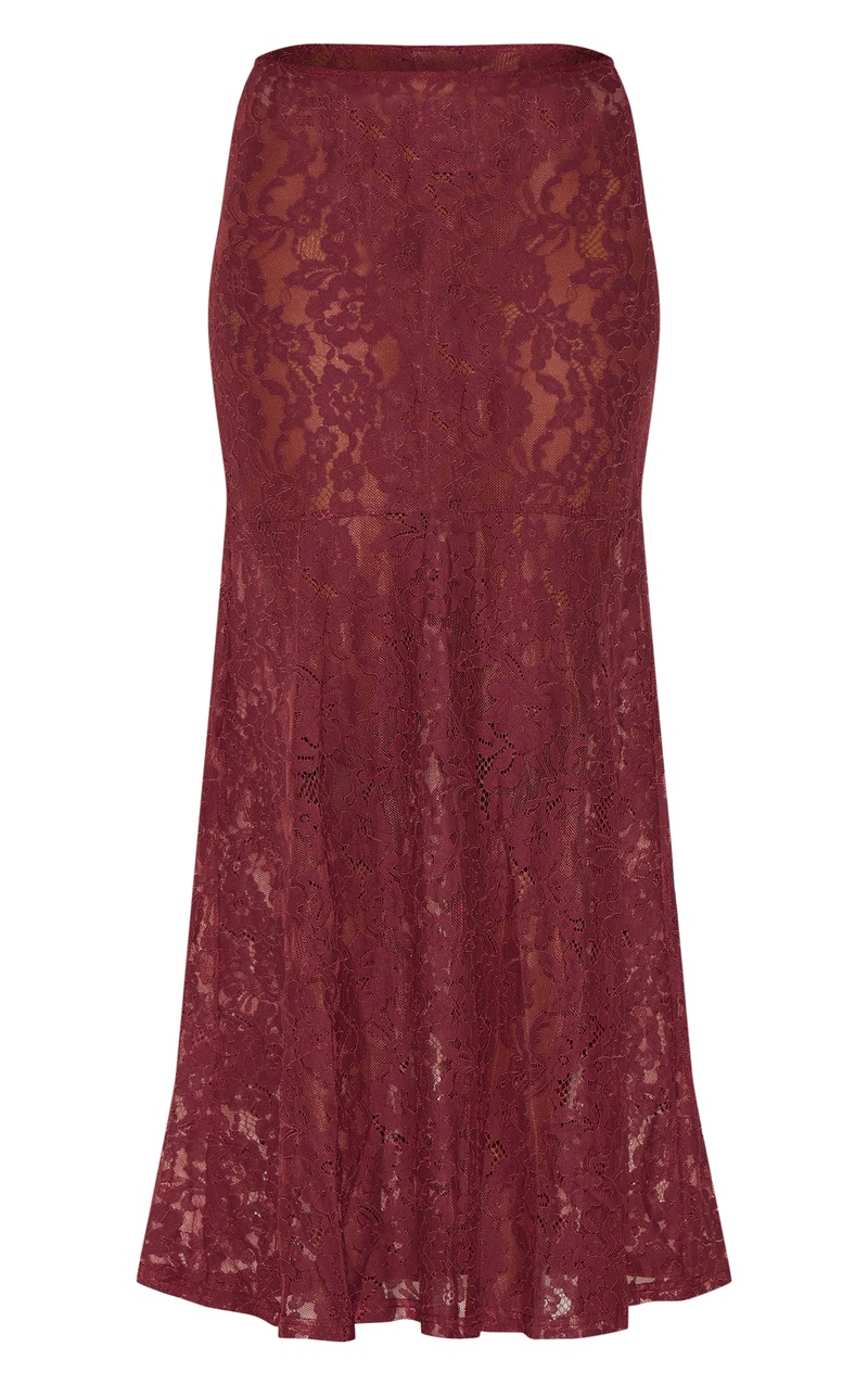 Plum Floral Lace Sheer Maxi Skirt | Bottoms | PLT IRE