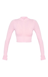 Pink Seamless Contrast Swirl Detail Zip Up Jacket | Athleisure | PLT