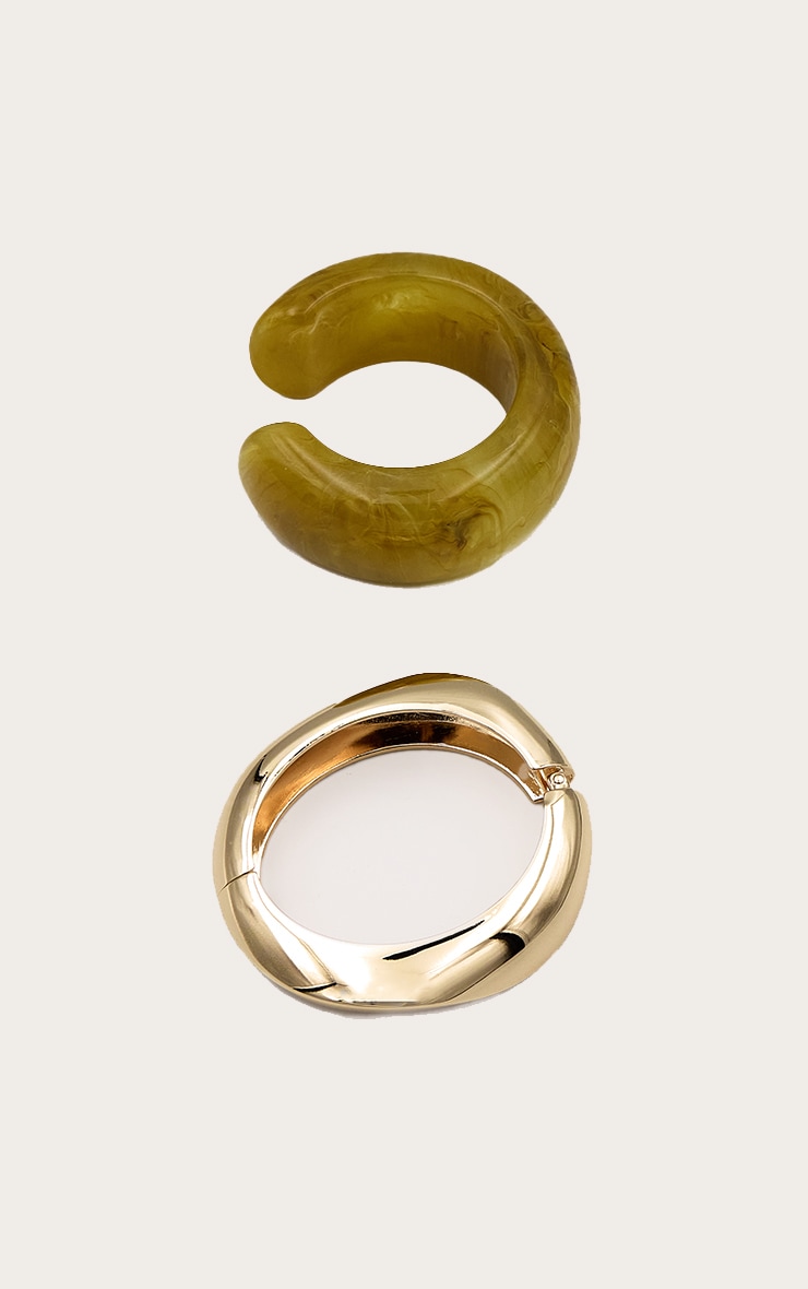 Lot De Bracelets Joncs Dorés Et En Acrylique Transparent | Accessoires | PrettyLittleThing FR