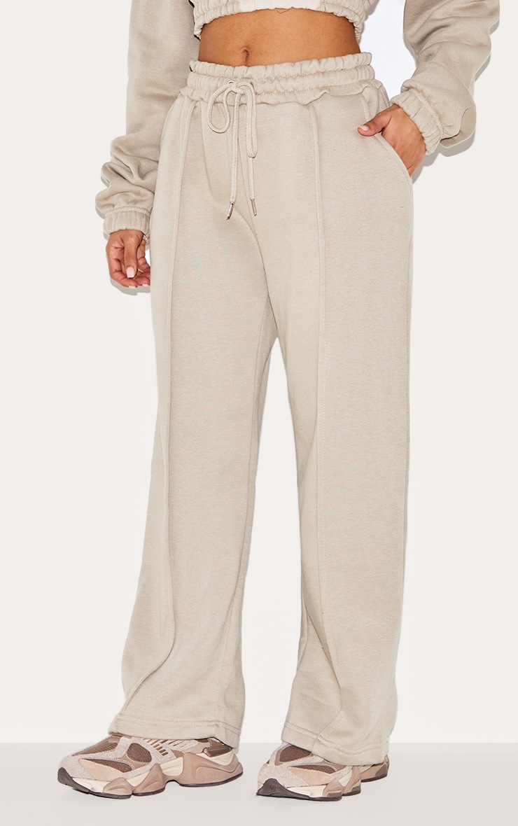 Petite Moss Grey Wide Leg Seam Detailed Sweatpants | Petite ...