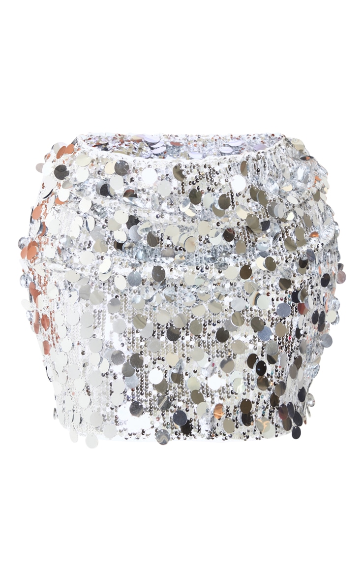 Shape Silver Disc Sequin Mini Skirt | Shape | PLT USA