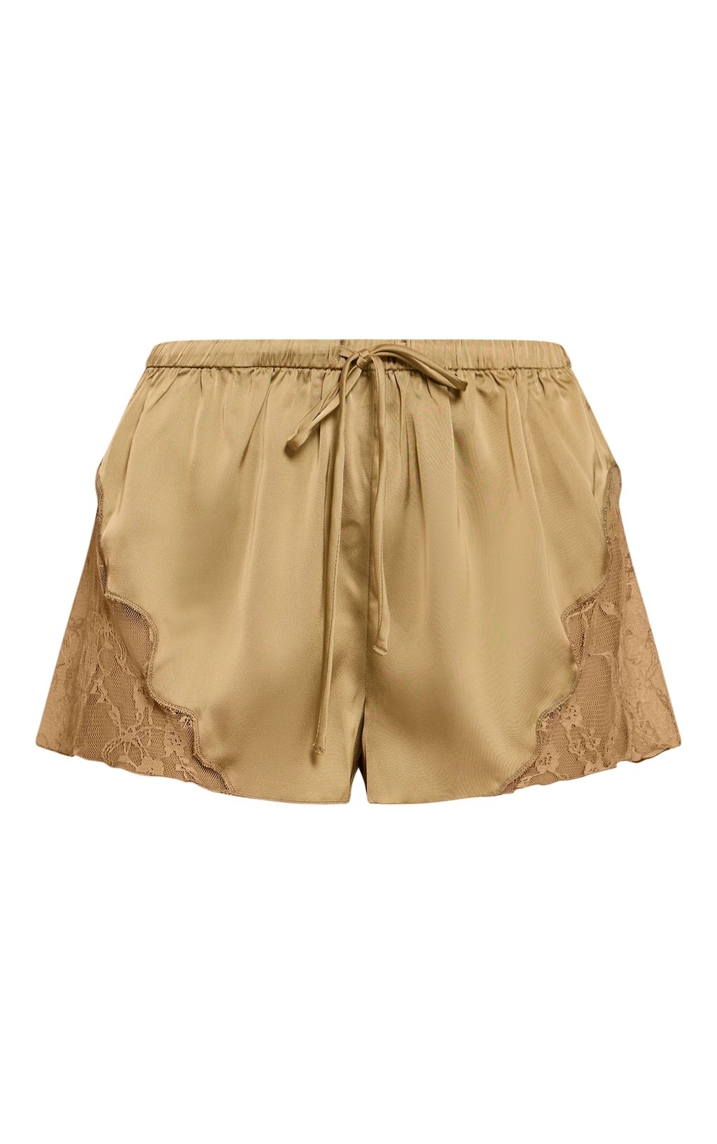 Sage Satin Lace Drawstring Shorts | Bottoms | PLT