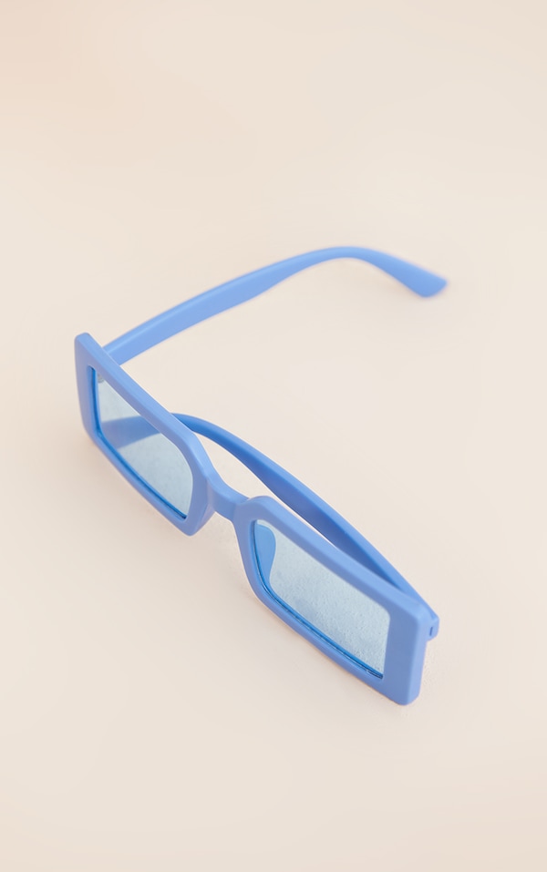 Blue Square Frame Slimline Sunglasses Accessories Prettylittlething