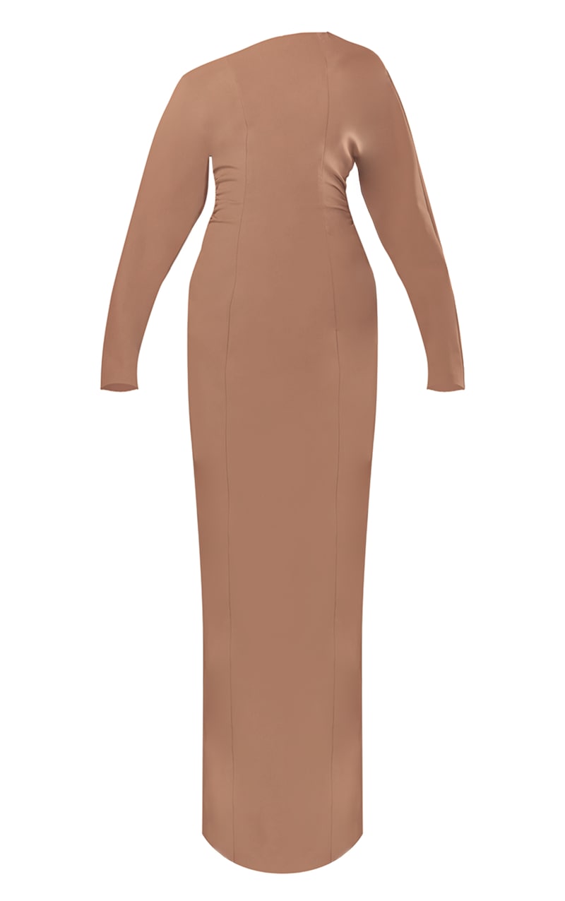 PLT Label Taupe Asymmetric Batwing Sleeve Cinched Waist Dress | Dresses | PLT USA