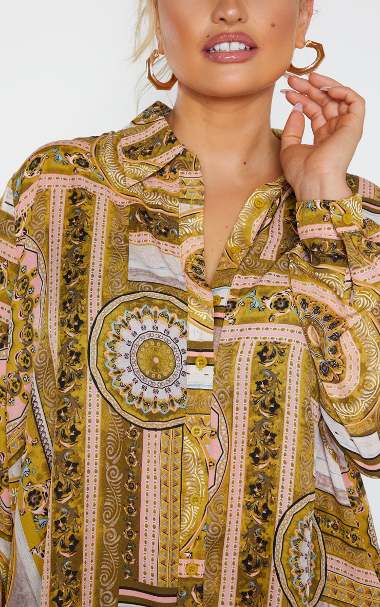 Plus Multi Chain Print Oversized Shirt | PrettyLittleThing USA