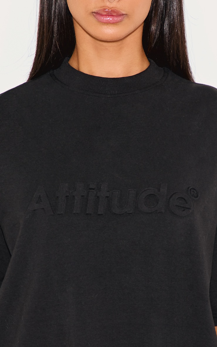 Petite Black Embossed Oversized T-shirt | Petite | PrettyLittleThing USA