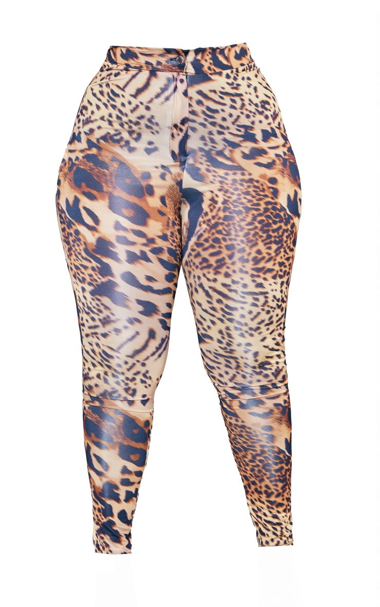 Plus Brown Leopard Print Disco Leggings | PrettyLittleThing