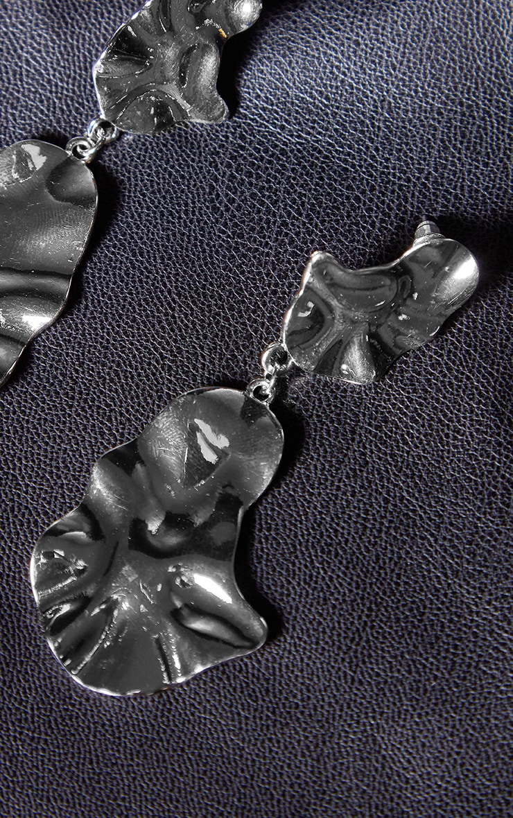 Silver Textured Chrome Statament Earrings | PrettyLittleThing USA