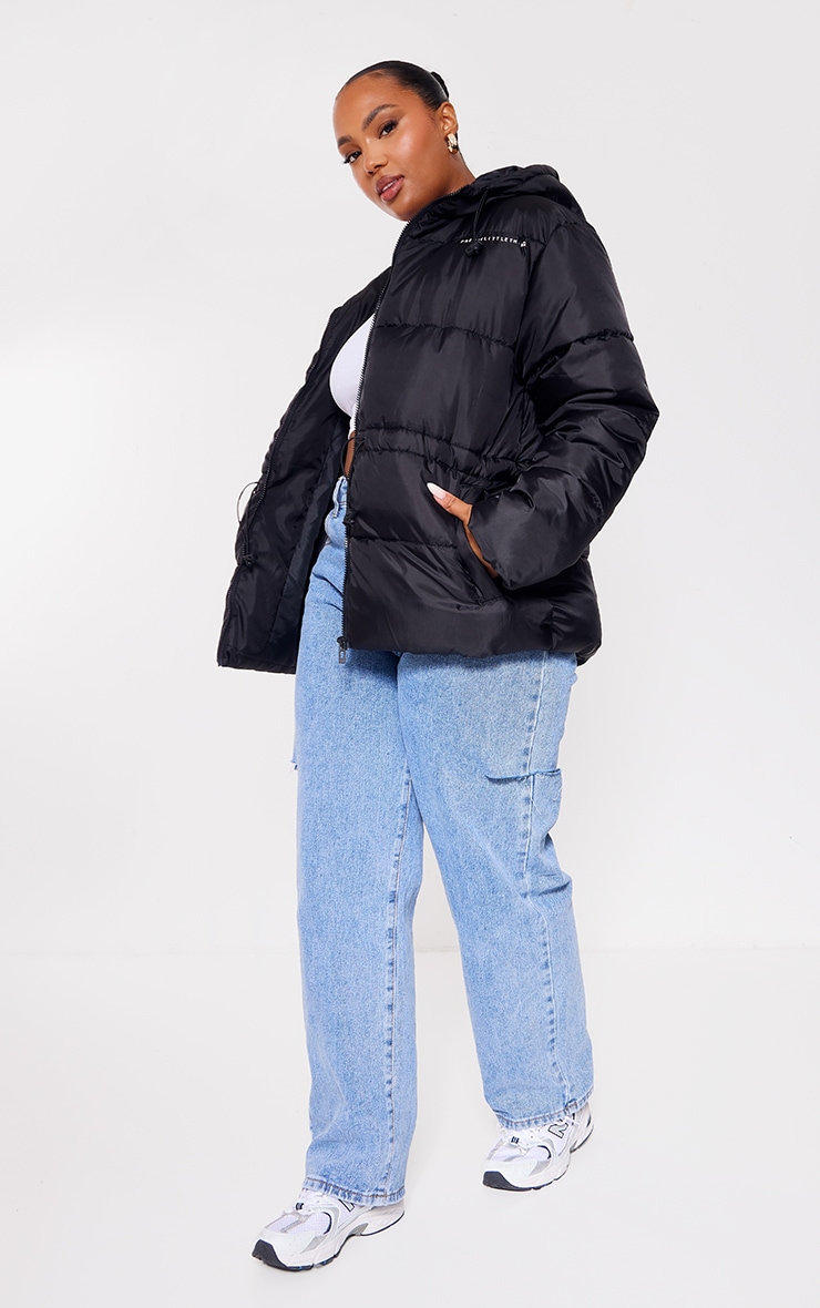 PLT Plus Black Toggle Waist Puffer Coat | Plus Size | PLT