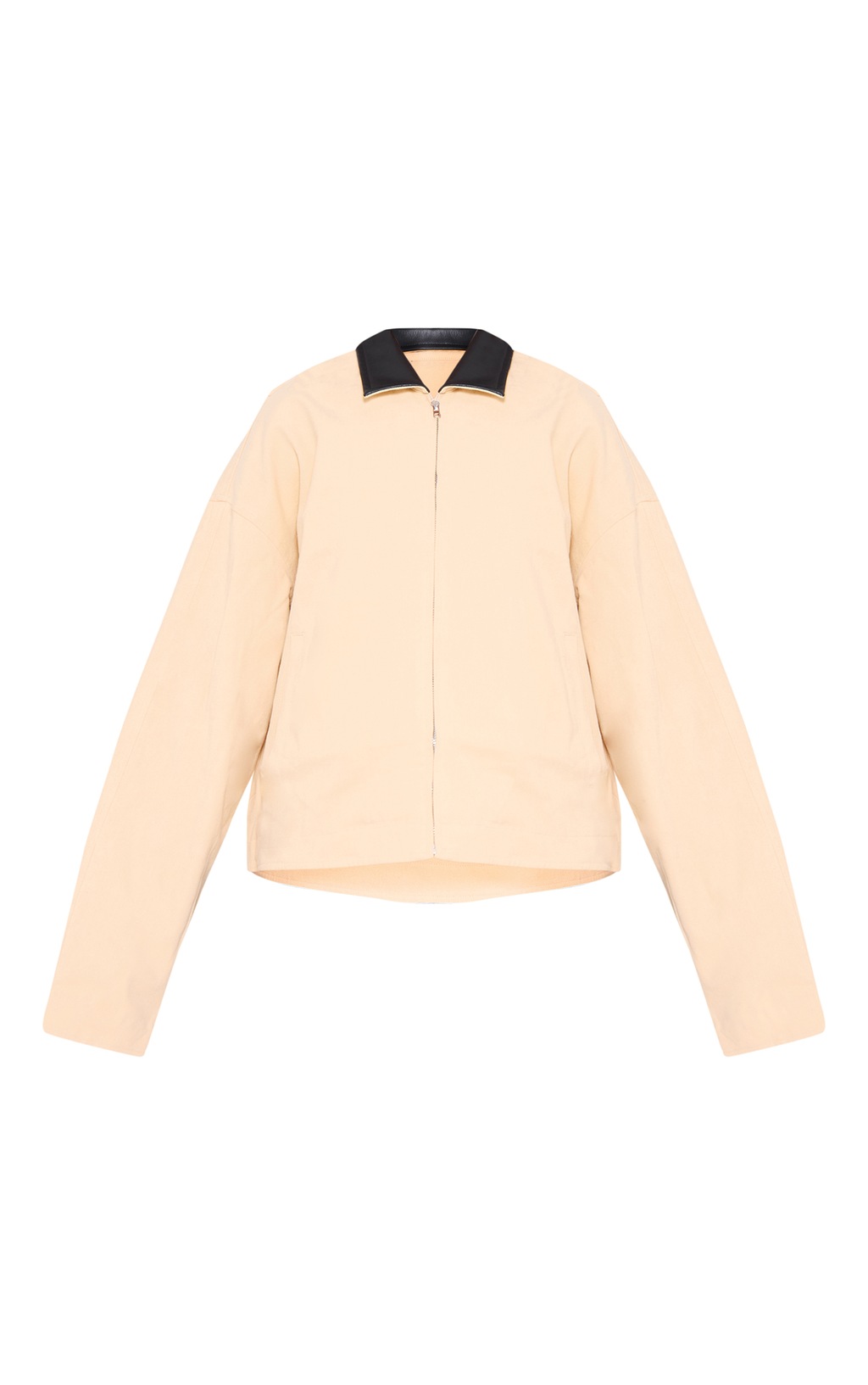 Sand Faux Leather Collar Oversized Cotton Jacket | Outerwear ...