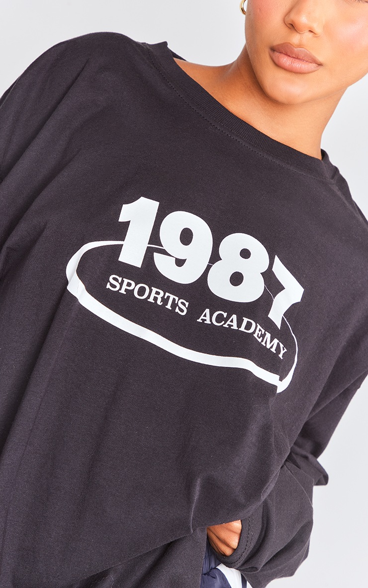 Black 1987 Sports Academy Long Sleeve T Shirt | Tops | PLT
