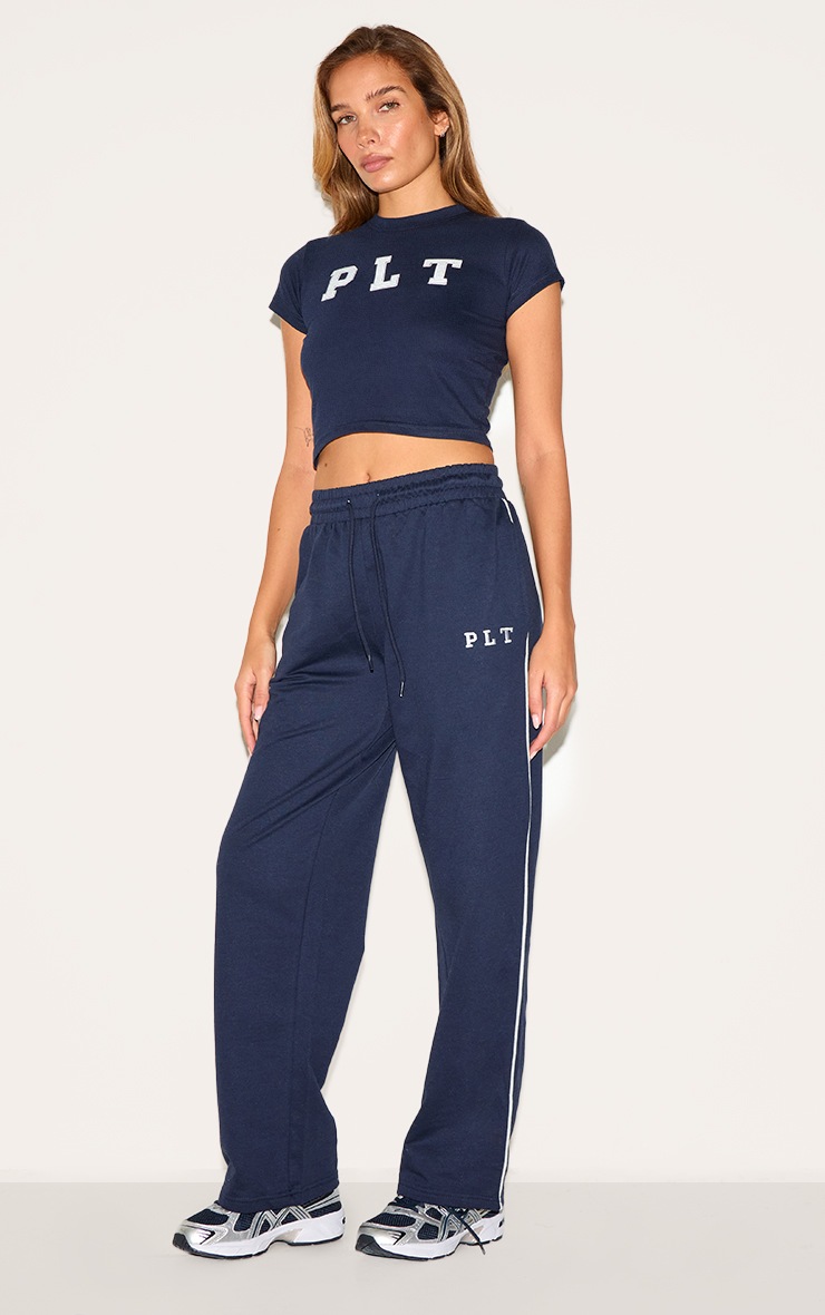 PLT Navy Contrast Binding Wide Leg Sweatpants | Sweat ...