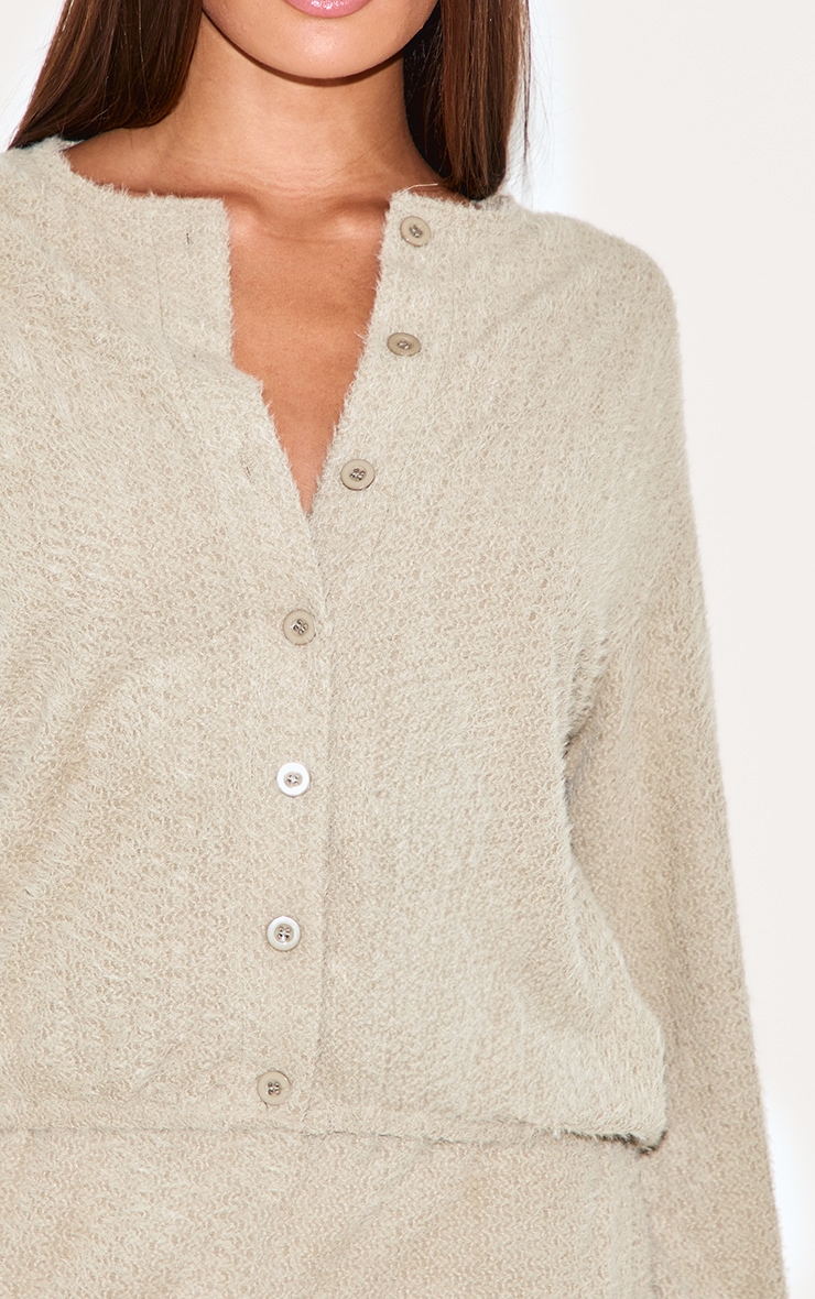 Mushroom Textured Button Up Long Sleeve Cardigan | Co-ords | PLT