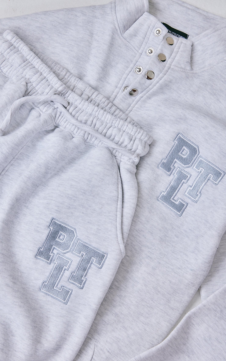 Plt Oatmeal Badge Embroidery Drawstring Joggers | PrettyLittleThing
