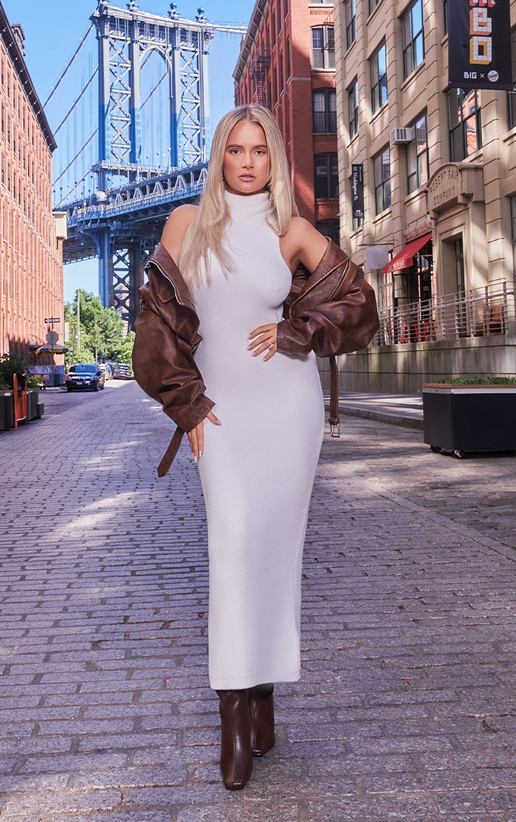 Brown PU Mottled Texture Belted Hem Biker Jacket | Outerwear | PLT