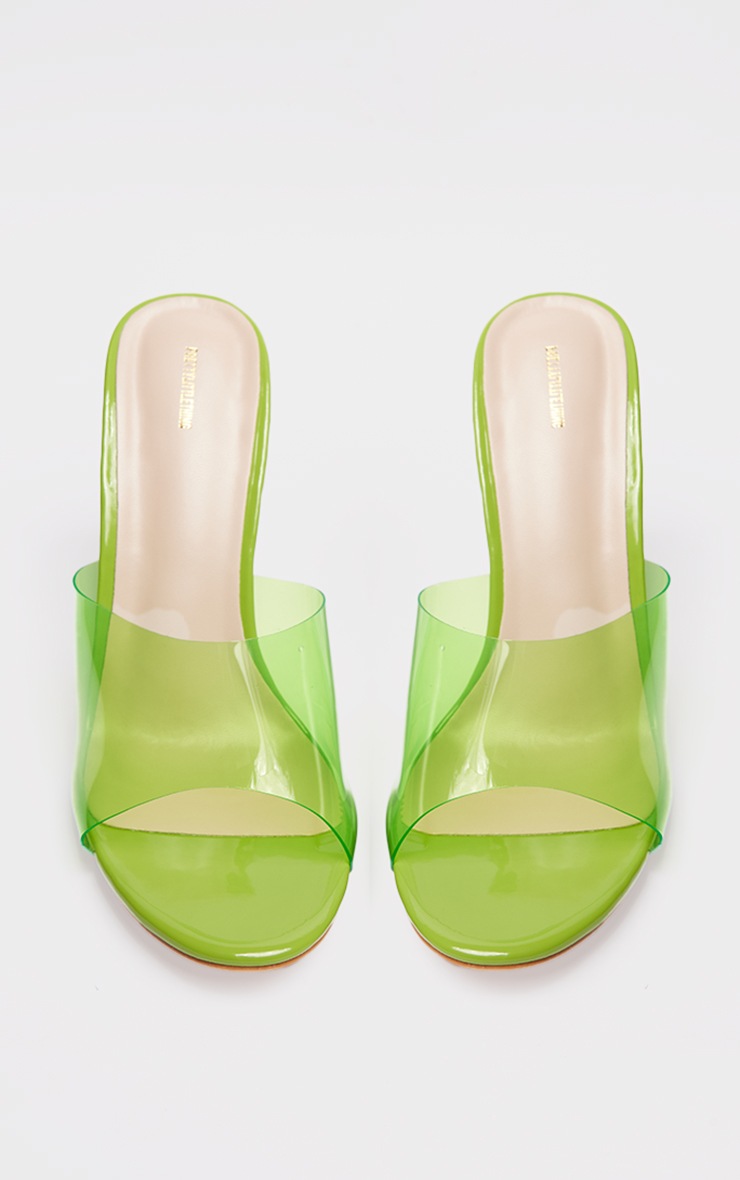 Lime Pu Round Toe Perspex Strap Heeled Wedges | Footwear ...
