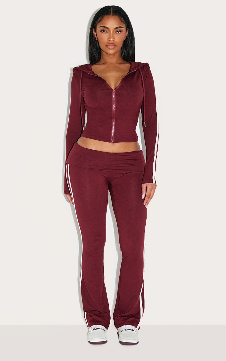 Shape Burgundy Sculpt Side Stripe Hooded Jacket | Shape ...