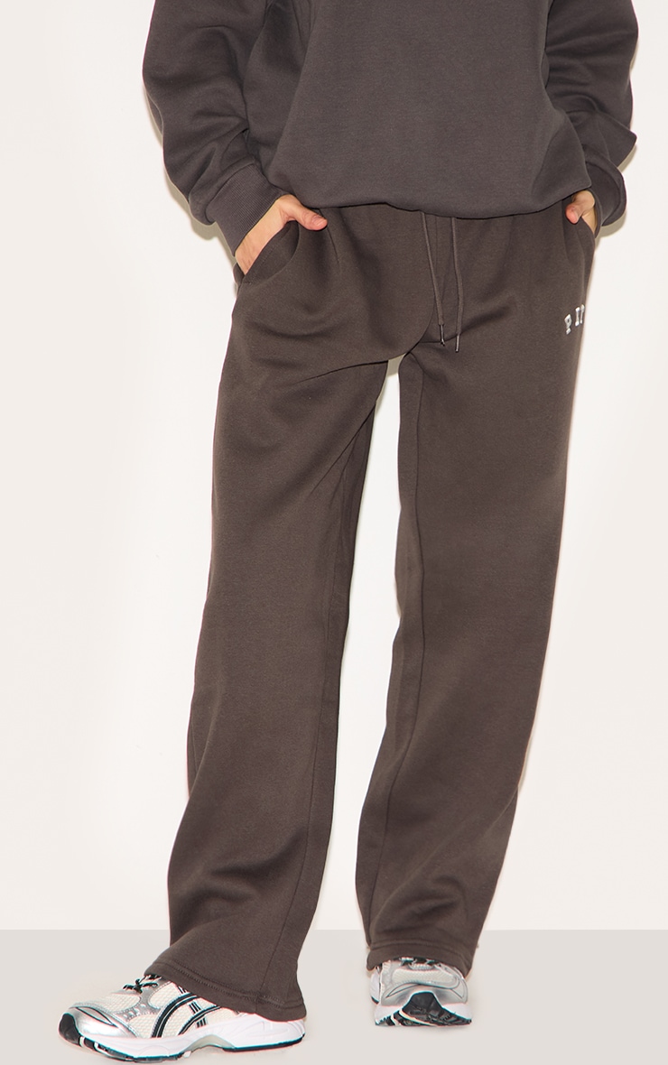 PLT Charcoal Logo Oversized Wide Leg Sweatpants | Sweat | PrettyLittleThing USA