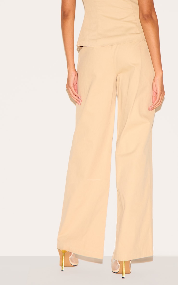 Stone Twill Popper Detail Wide Leg Trousers | Co-ords | PLT