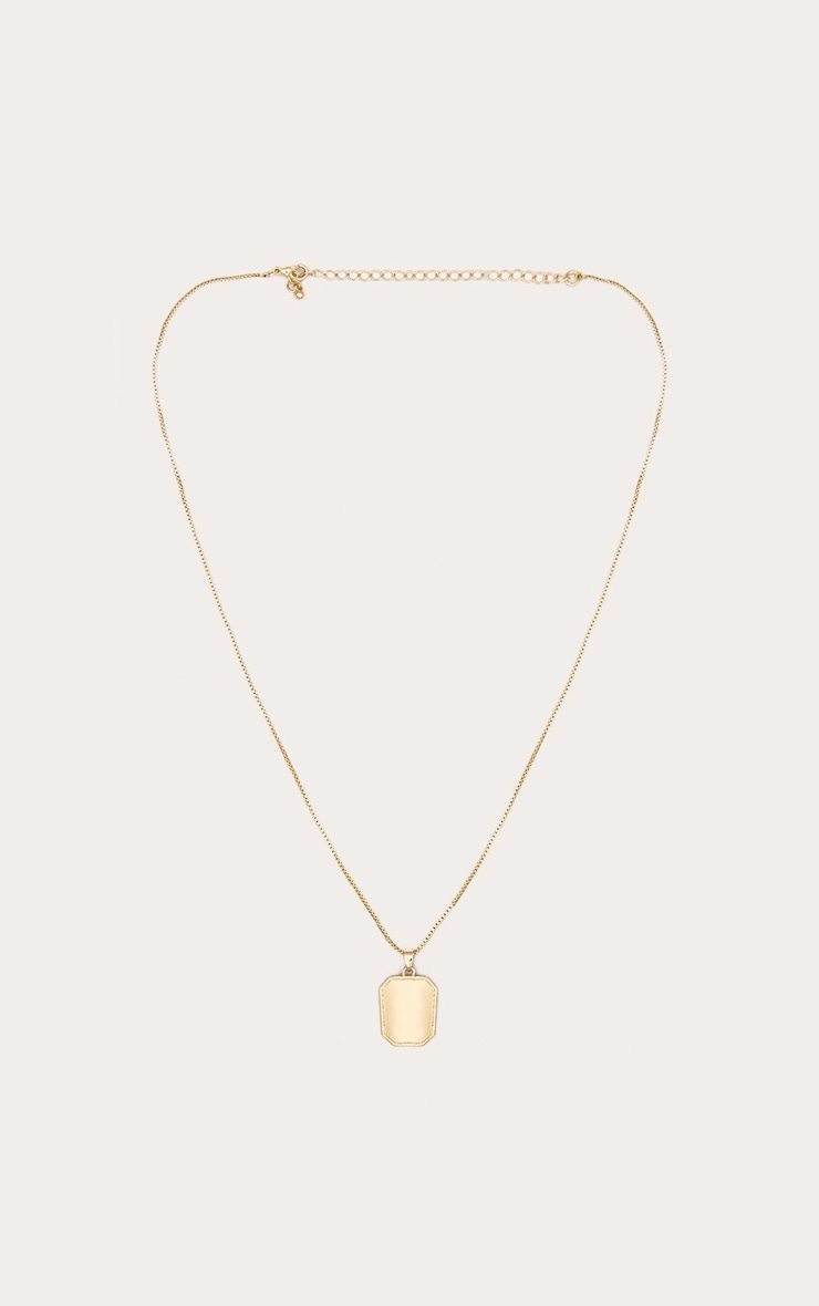 Gold Square Pendant Necklace | Accessories | PrettyLittleThing USA