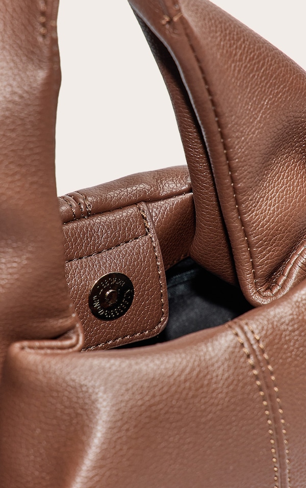 Chocolate Slouchy Mini Pu Handbag | Accessories | PrettyLittleThing USA