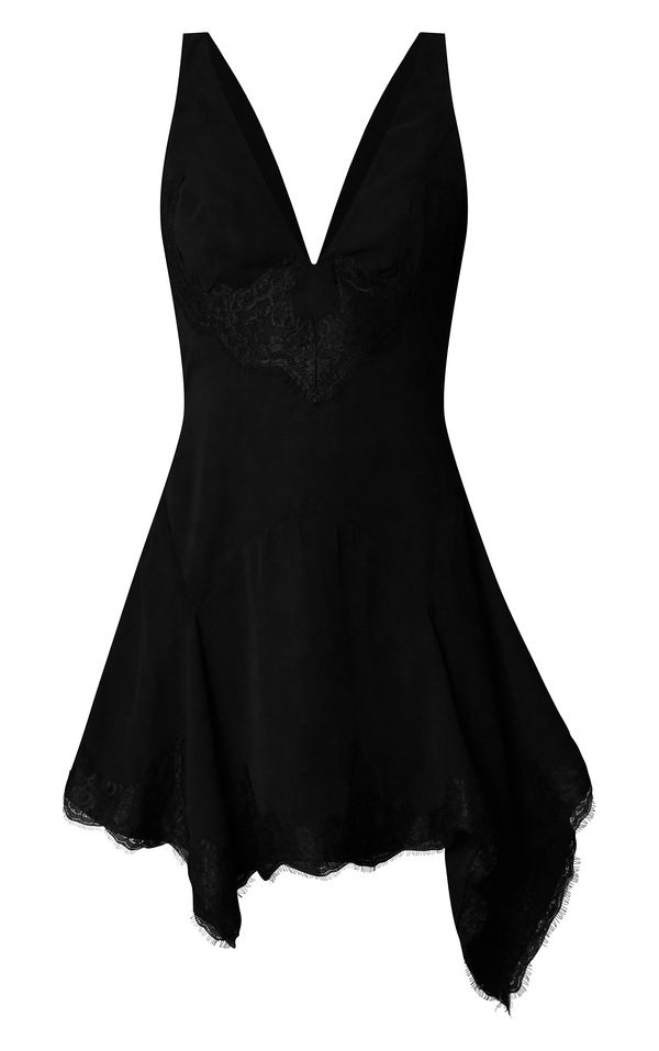 Black Chiffon Sheer Lace Trim Plunge Bodycon Dress | Dresses ...