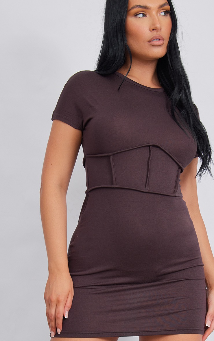 Chocolate Corset Binding Bodycon Dress | Dresses | PrettyLittleThing USA