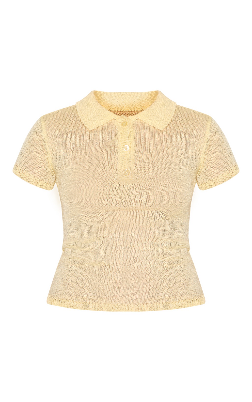 Yellow Sheer Knit Polo Top | Knitwear | PLT USA