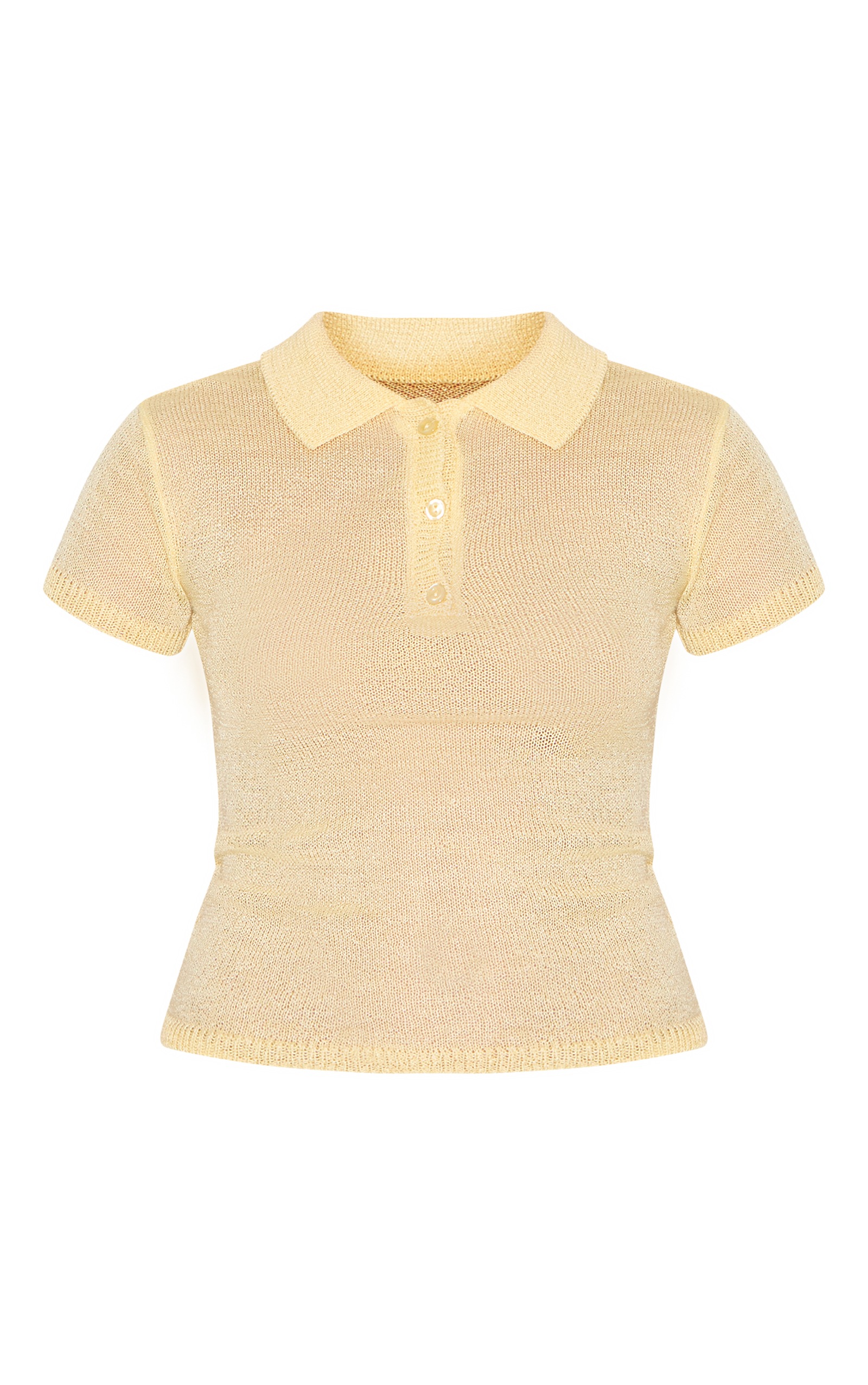 Yellow Sheer Knit Polo Top | Knitwear | PLT