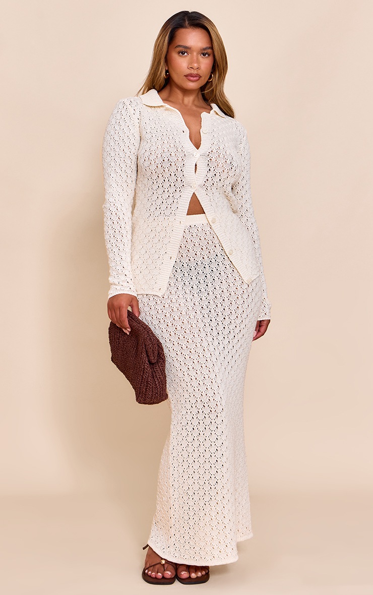 Shape Cream Crochet Button Front Polo Top | Shape | PLT AUS