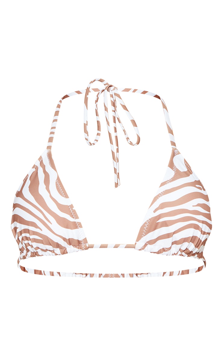 Brown Zebra Adjustable String Padded Triangle Bikini Top | Swimwear ...