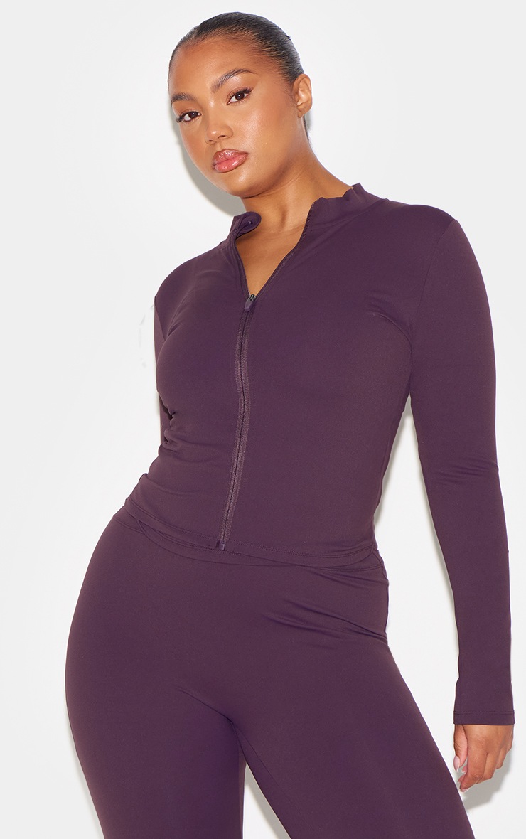 Dark Plum Sculpt Jacket | Athleisure | PrettyLittleThing USA