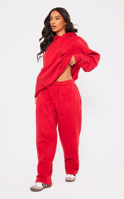 Petite Red Cross Applique Embroidered Sweatpants | Petite ...