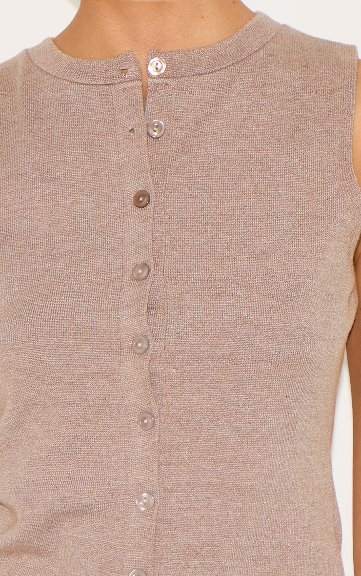Tall Mocha Button Through Sleeveless Top | Tall | PLT