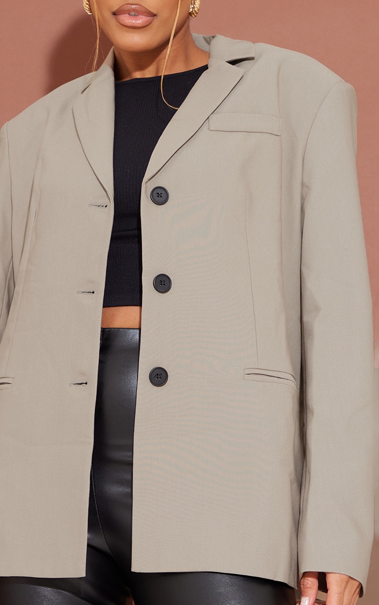 Mocha Single Breasted Shoulder Padded Boxy Blazer | PrettyLittleThing