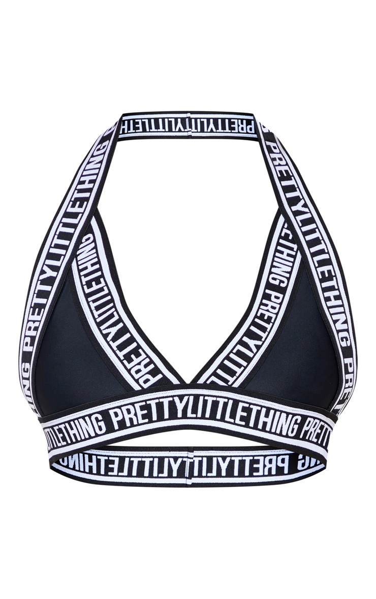 Black PRETTYLITTLETHING Strap Triangle Bikini Top | Swimwear | PLT