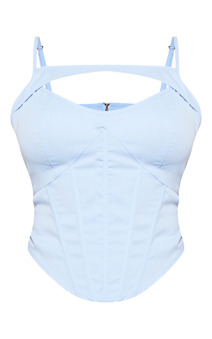 Plus Dusty Blue Cut Out Boned Corset | Plus Size | PLT