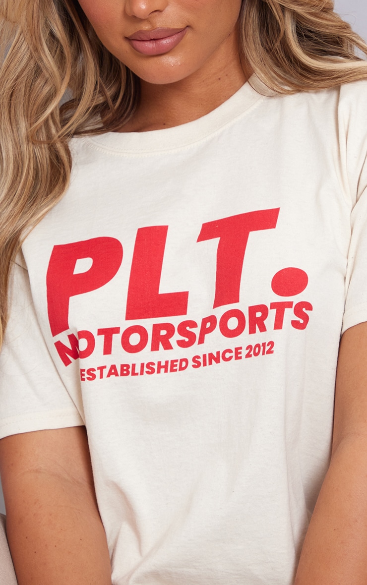 Cream Plt Print T Shirt | Tops | PrettyLittleThing USA