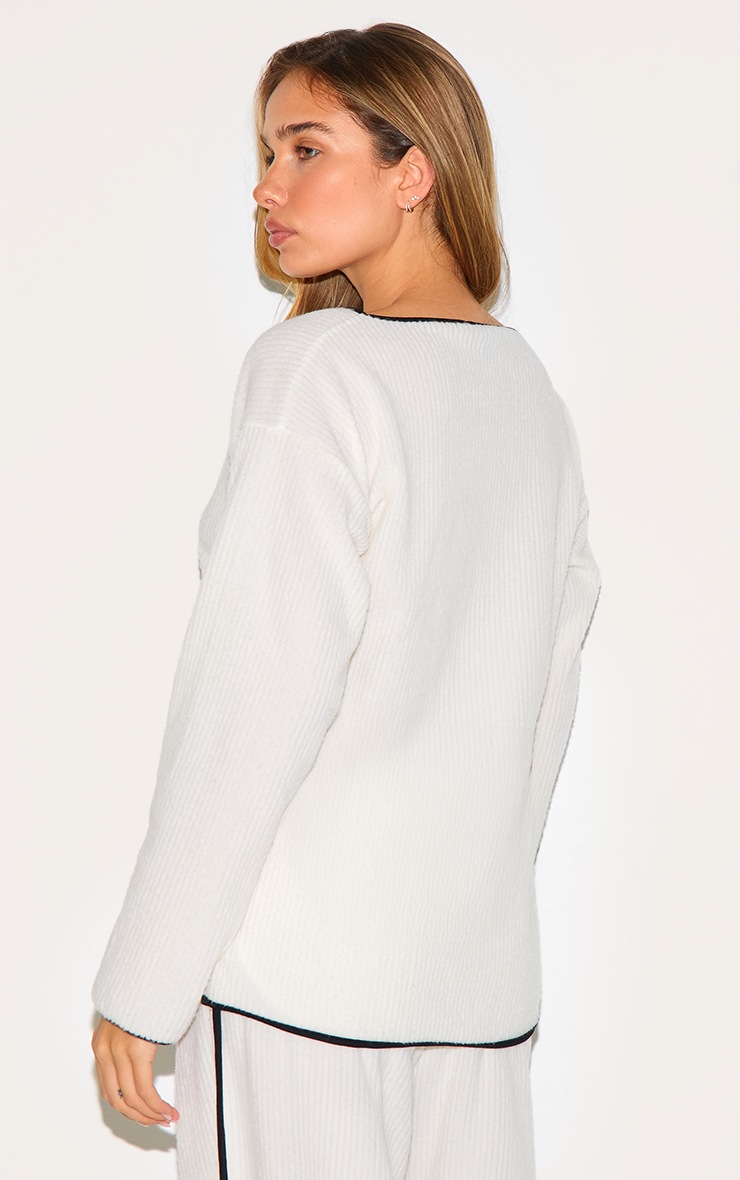 Cream Soft Rib Slouchy Long Top | Co-ords | PLT