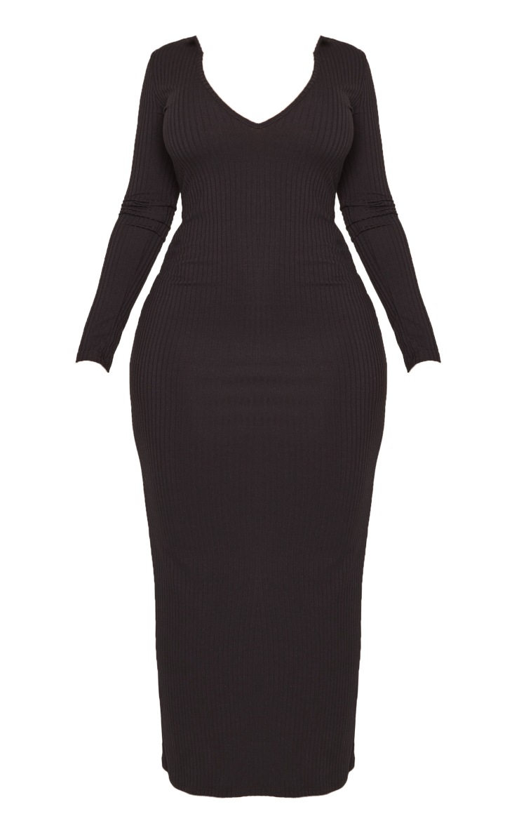 Shape Robe Mi-longue Noire À Côtes Larges Et Détail Col ...