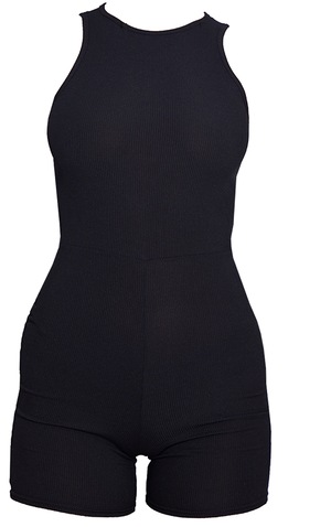Black Ribbed Racer Neck Unitard | Jumpsuits & Rompers ...