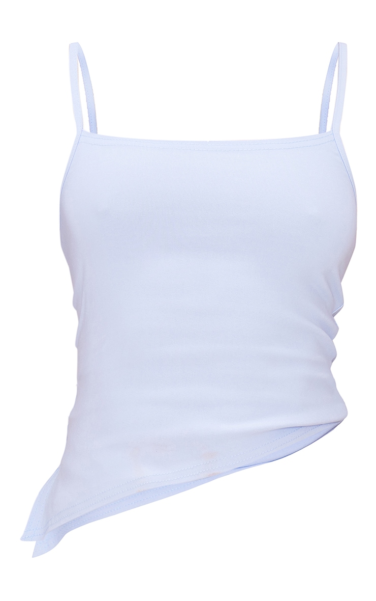 Pale Blue Stretch Woven Asymmetric Top | PrettyLittleThing USA