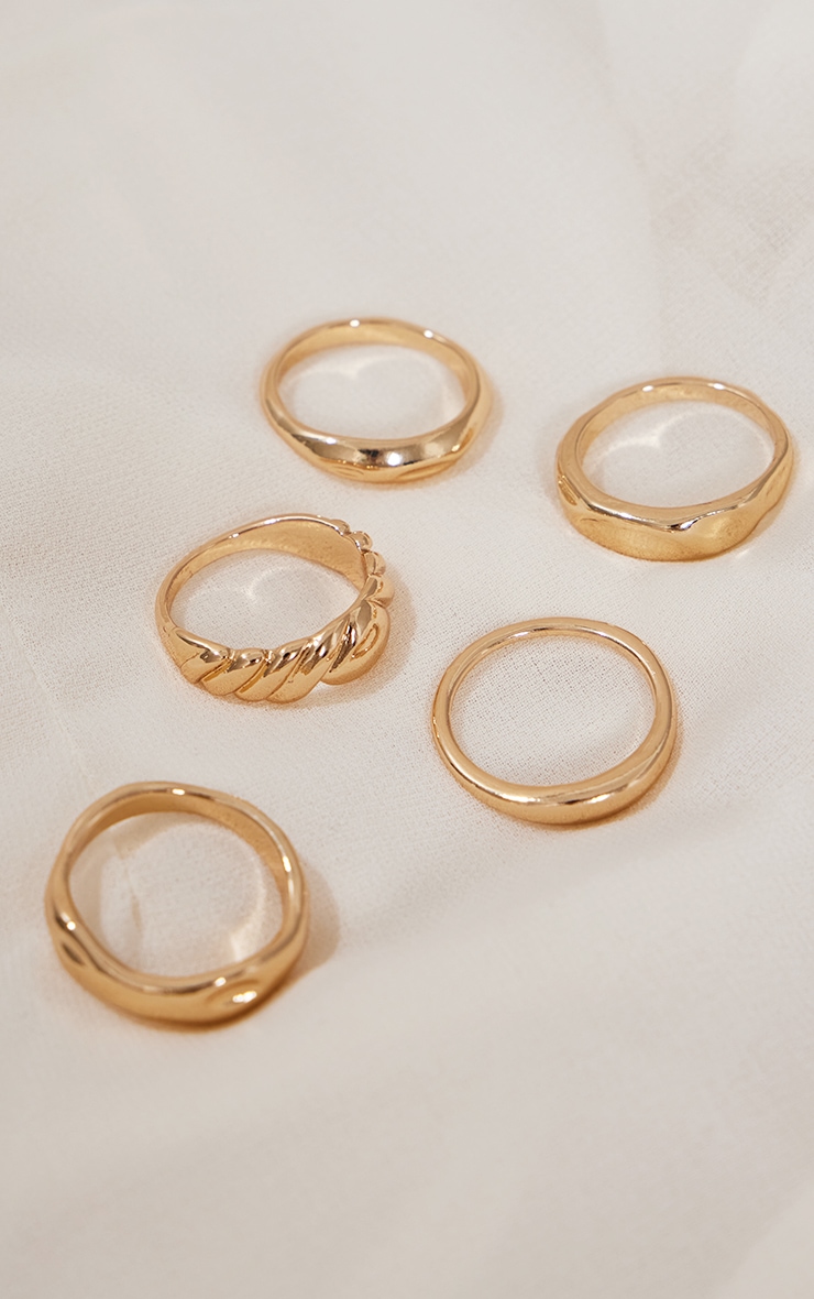 Gold Textured Ring Multi-pack | Accessories | PrettyLittleThing USA