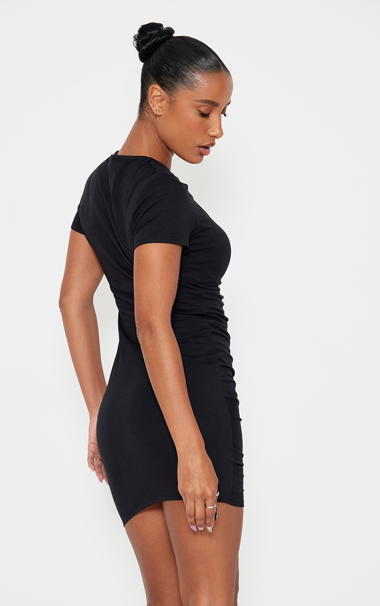 Black Ruched Front T Shirt Dress | Dresses | PrettyLittleThing USA