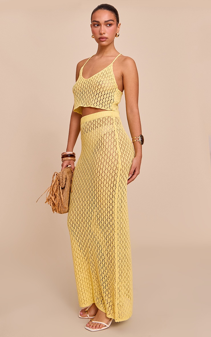 Lemon Crochet Knit Crop Top | Knitwear | PrettyLittleThing USA